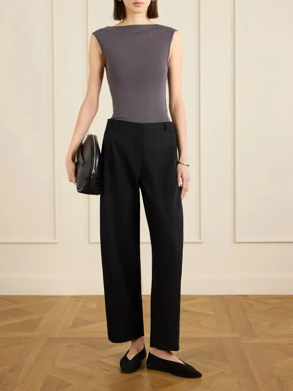 ST. AGNI Wool Barrel-leg Trousers