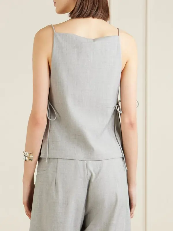ST. AGNI Tie-detailed Recycled Woven Top