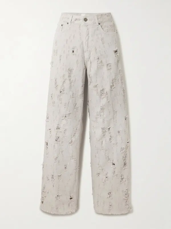 HAIKURE Bethany Destroy Distressed Wide-leg Jeans