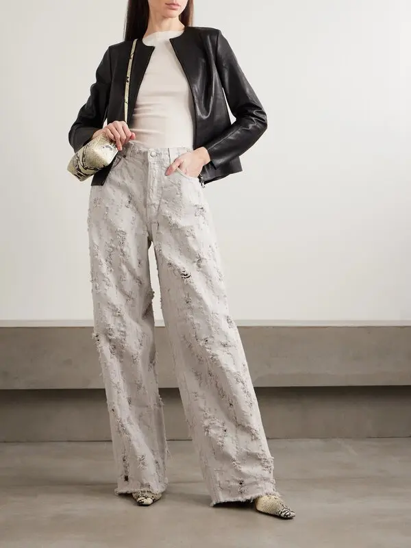 HAIKURE Bethany Destroy Distressed Wide-leg Jeans