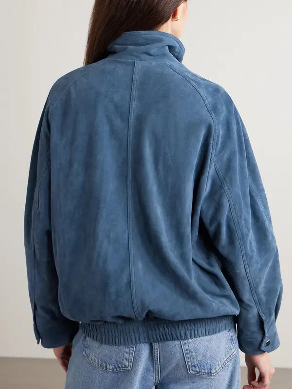 Nour Hammour Ariste Oversized Paneled Suede Jacket - Blue