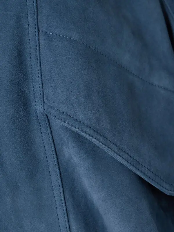 Nour Hammour Ariste Oversized Paneled Suede Jacket - Blue