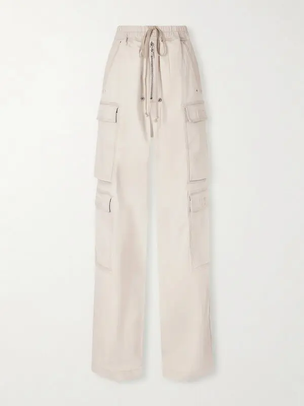 Rick Owens Jumbo Belas Cotton-blend Wide-leg Cargo Pants - Neutrals
