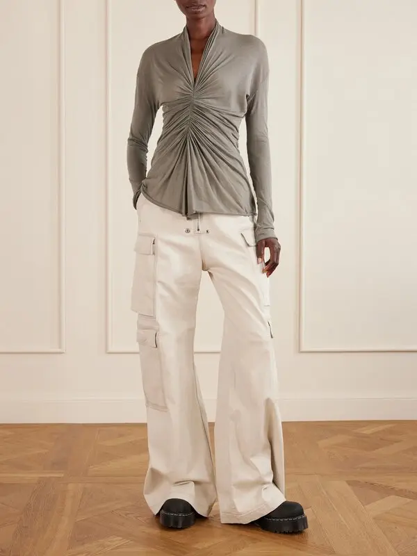 Rick Owens Jumbo Belas Cotton-blend Wide-leg Cargo Pants - Neutrals