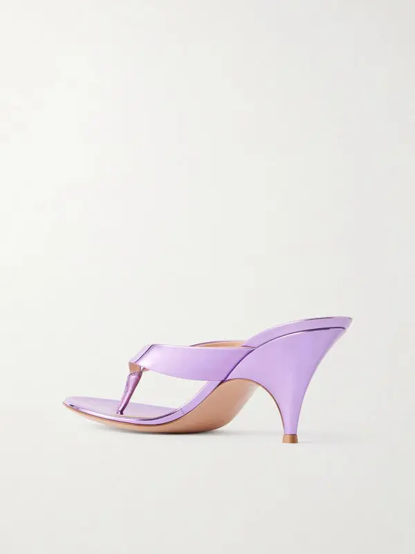 GIANVITO ROSSI Sofia Thong 70 Mirrored-leather Sandals - Purple
