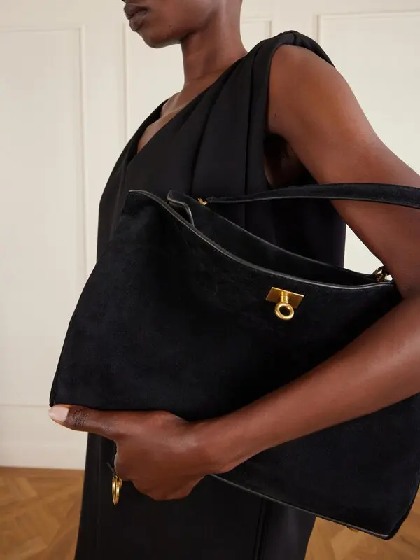 Balenciaga Rodeo Suede Shoulder Bag - Black