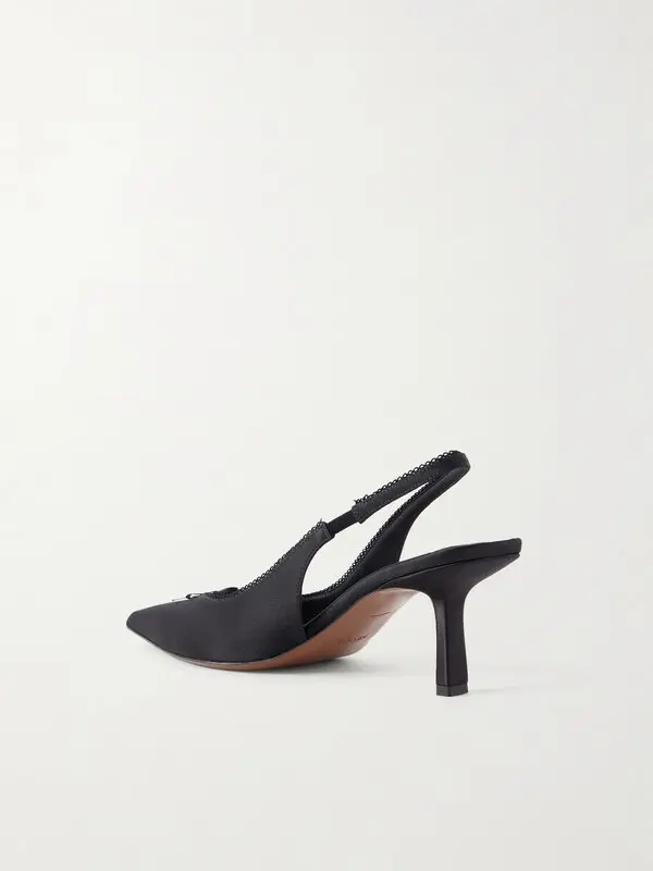 NEOUS Moriah Lace-trimmed Twill Slingback Pumps - Black