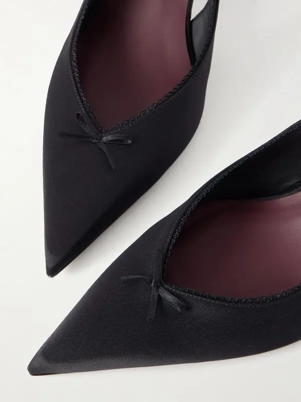 NEOUS Moriah Lace-trimmed Twill Slingback Pumps - Black