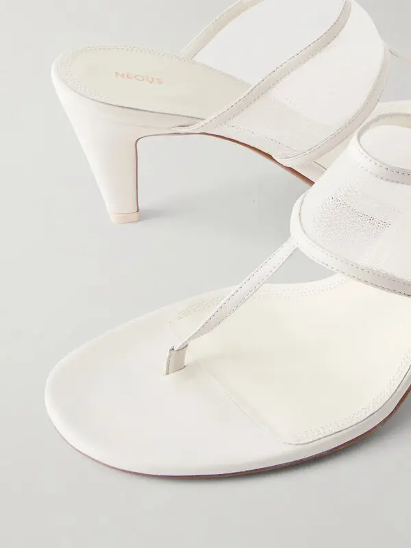 NEOUS Vena 65 Leather-trimmed Mesh Sandals - Neutrals