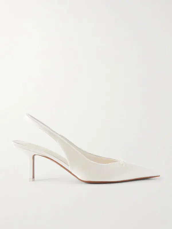 NEOUS Moriah Lace-trimmed Twill Slingback Pumps - Neutrals