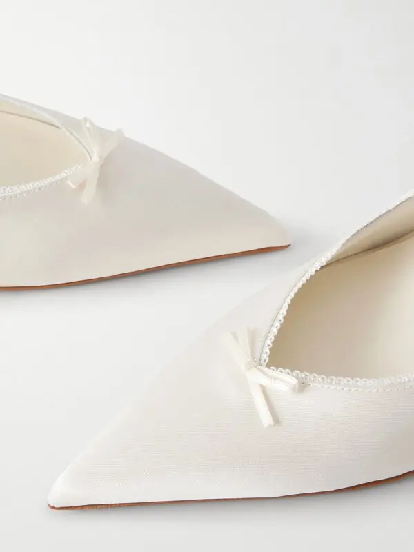 NEOUS Moriah Lace-trimmed Twill Slingback Pumps - Neutrals