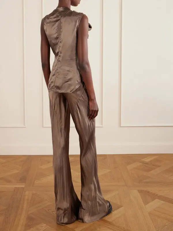 Rick Owens Draped Satin Top - Gray