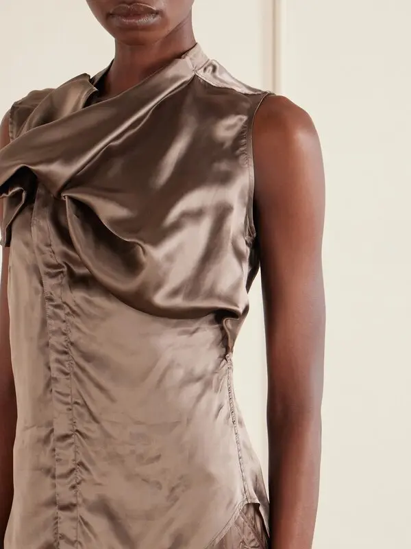 Rick Owens Draped Satin Top - Gray