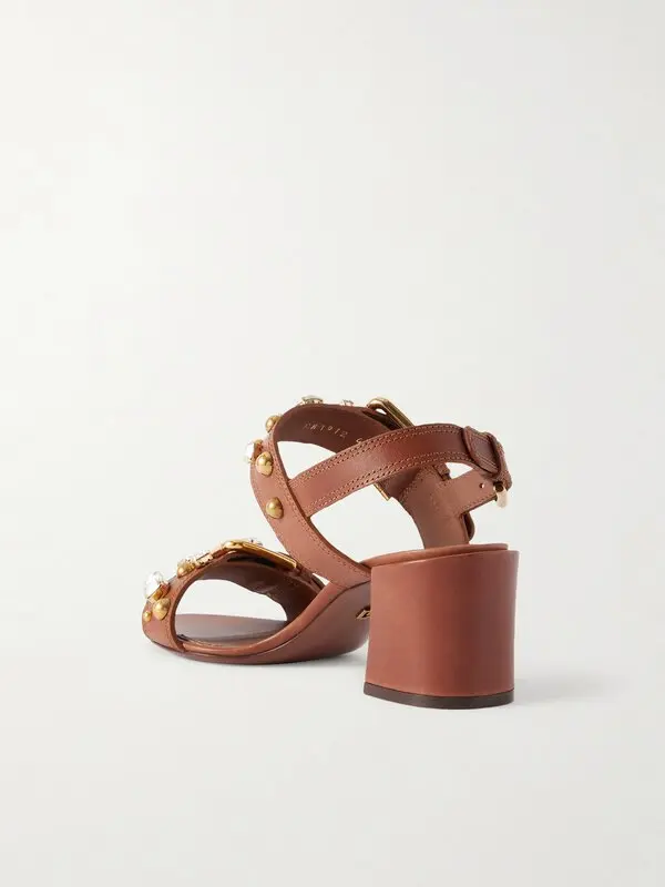 Dolce & Gabbana Embellished Leather Slingback Sandals