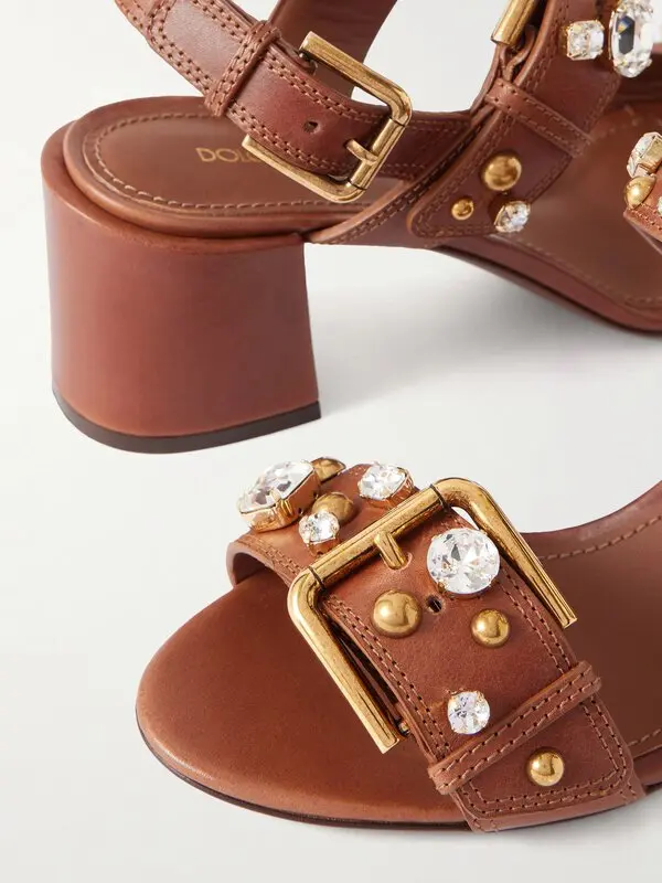 Dolce & Gabbana Embellished Leather Slingback Sandals