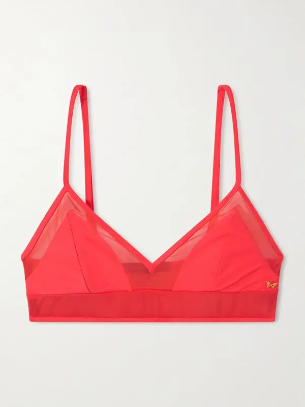 Kiki De Montparnasse Peep Show Mesh-trimmed Bikini Top - Orange