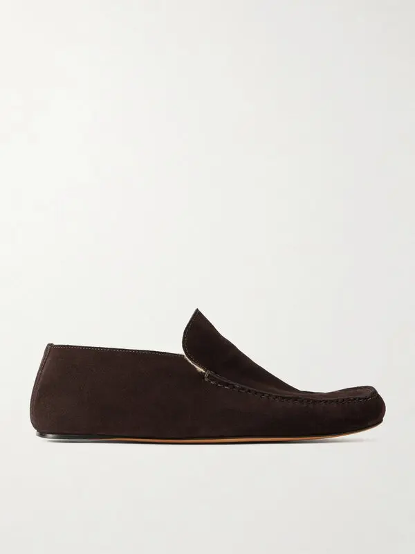 THE ROW Leo Shearling-lined Suede Loafers