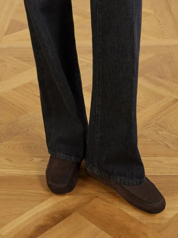 THE ROW Leo Shearling-lined Suede Loafers
