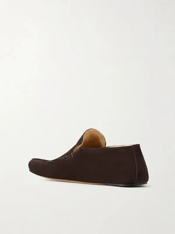 THE ROW Leo Shearling-lined Suede Loafers