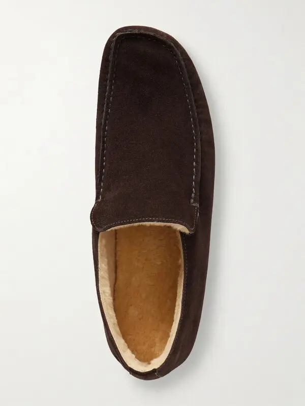 THE ROW Leo Shearling-lined Suede Loafers