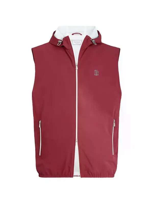 Brunello Cucinelli Bonded Nylon Hooded Vest With Logo