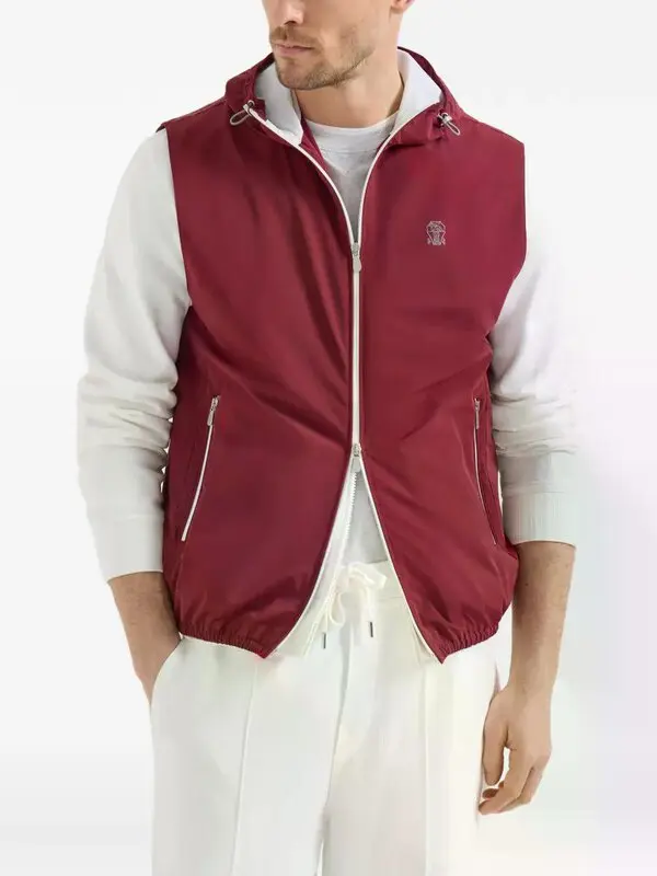 Brunello Cucinelli Bonded Nylon Hooded Vest With Logo