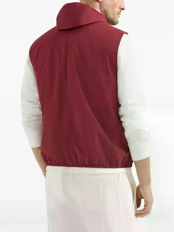 Brunello Cucinelli Bonded Nylon Hooded Vest With Logo
