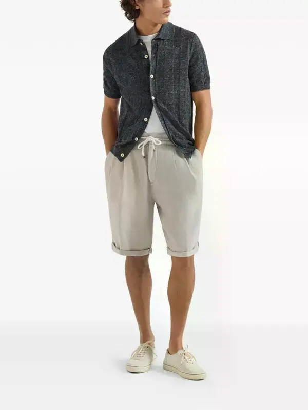 Brunello Cucinelli Garment-dyed Linen Gabardine Bermuda Shorts With Drawstring And Pleat - Neutrals