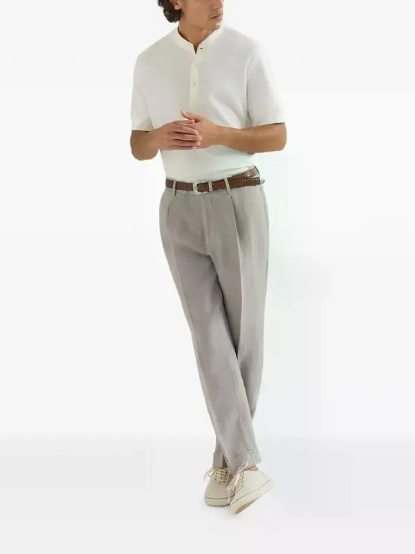 Brunello Cucinelli Linen Gabardine Trousers With Pleat - Neutrals