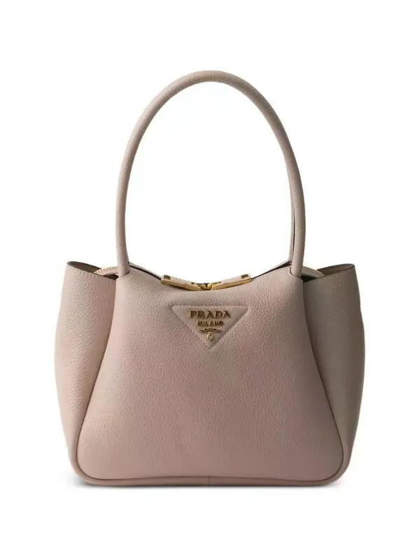 Prada Leather Tote Bag With Triangle Logo