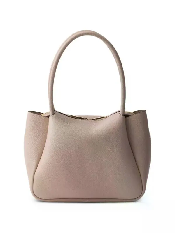 Prada Leather Tote Bag With Triangle Logo