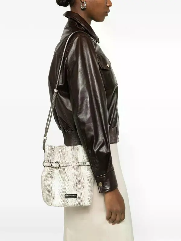 Emporio Armani Snake-effect Leather Bucket Bag