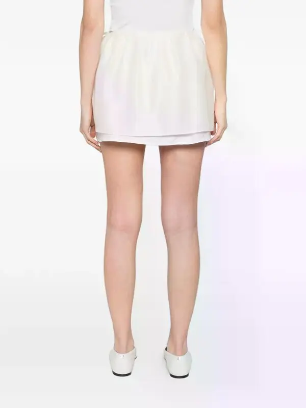DUNST Drawstring Layered Mini Skirt - Neutrals