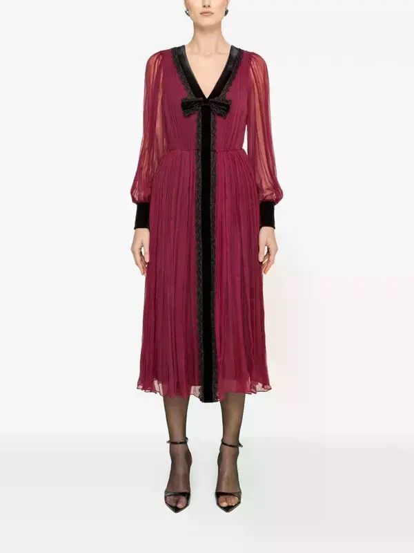 NISSA Lace-trim Midi Dress