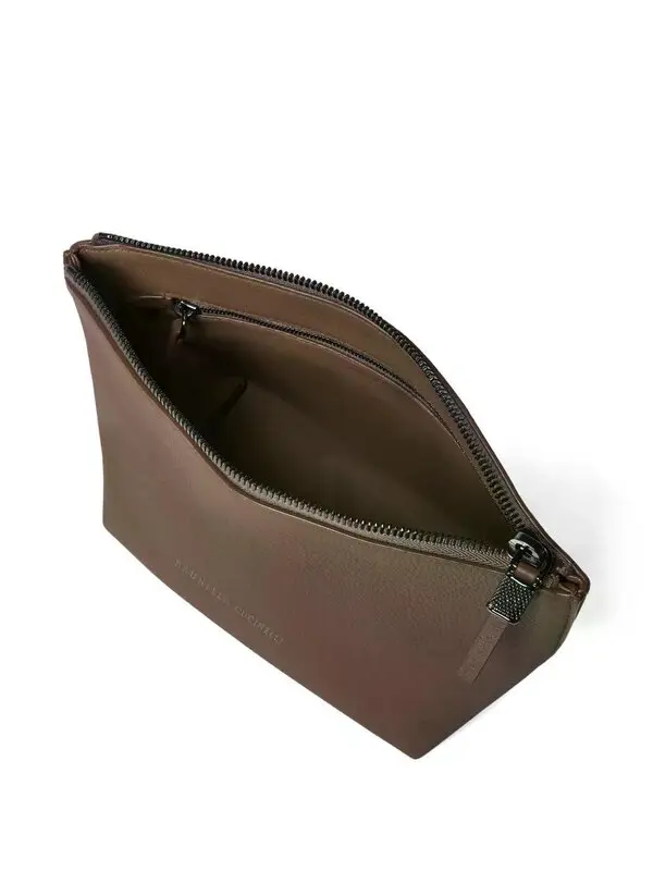 Brunello Cucinelli Grained Leather Clutch - Brown
