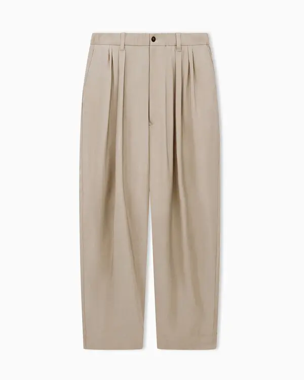Giorgio Armani Faded Viscose Twill Pleated Trousers