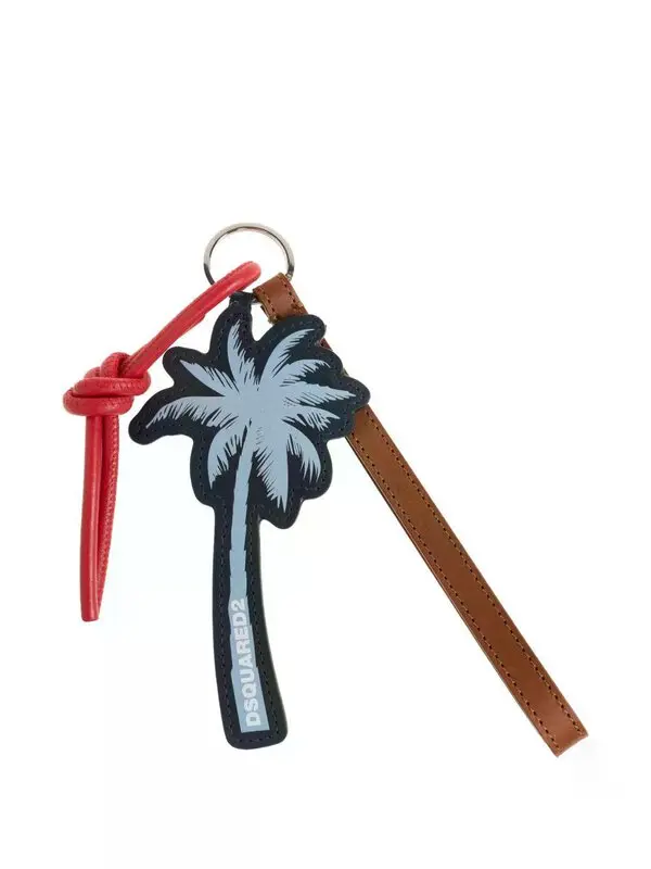 Dsquared2 Palm-tree Leather Keyring - Blue