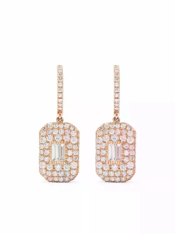 Shay 18kt Rose Gold Diamond Drop Earrings - Pink