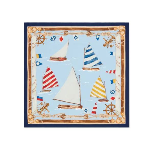 Sarah Flint Beetle Cat Scarf 90 - Blue Nautical Silk