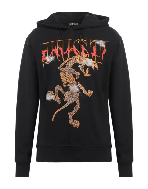 Just Cavalli Hooded Sweatshirt With Appliqués And Print