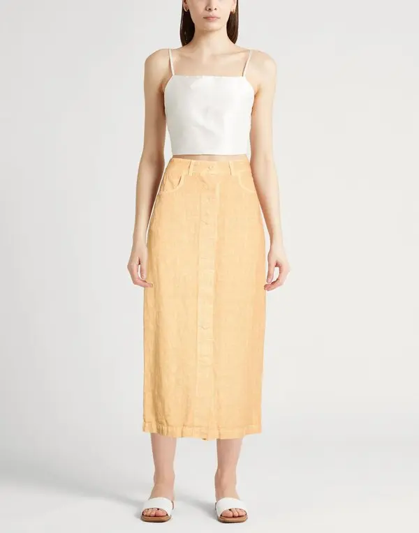 120% Lino Flared Midi Skirt