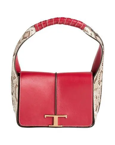 TOD'S Handbag Brick Leather, Textile Fibers - Red