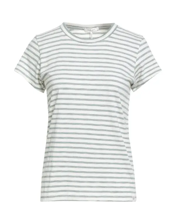 Rag & Bone Pima Cotton Striped Crewneck T-shirt - Green