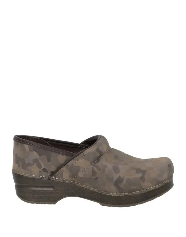 Dansko Leather Camouflage Print Wedge Heel Clogs - Beige