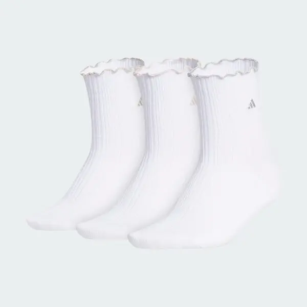 Adidas Ruffle Quarter Socks 3 Pack - White / Cyber Metallic / Matte Silver