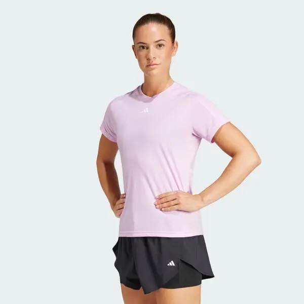 Adidas Aeroready Train Essentials Minimal Branding Crewneck Tee - Bliss Lilac / White