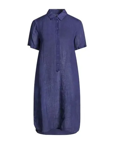 120% Lino Midi Dress Dark Size Linen - Purple