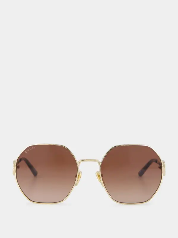Gucci Oval Frame Sunglasses - Gold