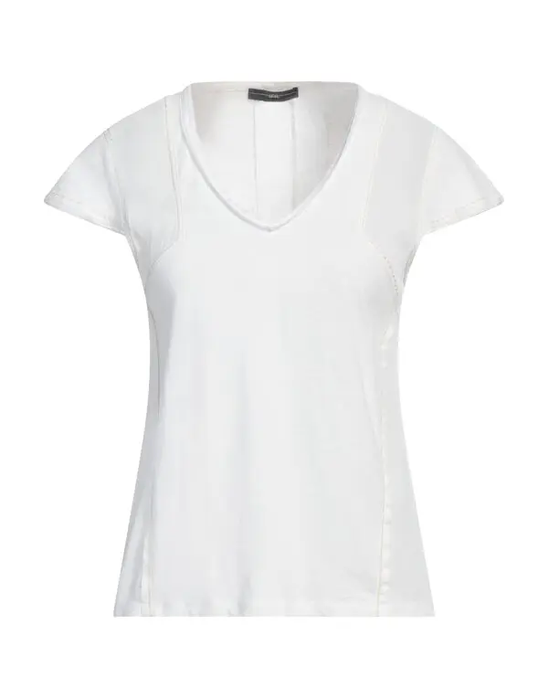 High T-shirt In Cotton, Linen, And Rayon - White