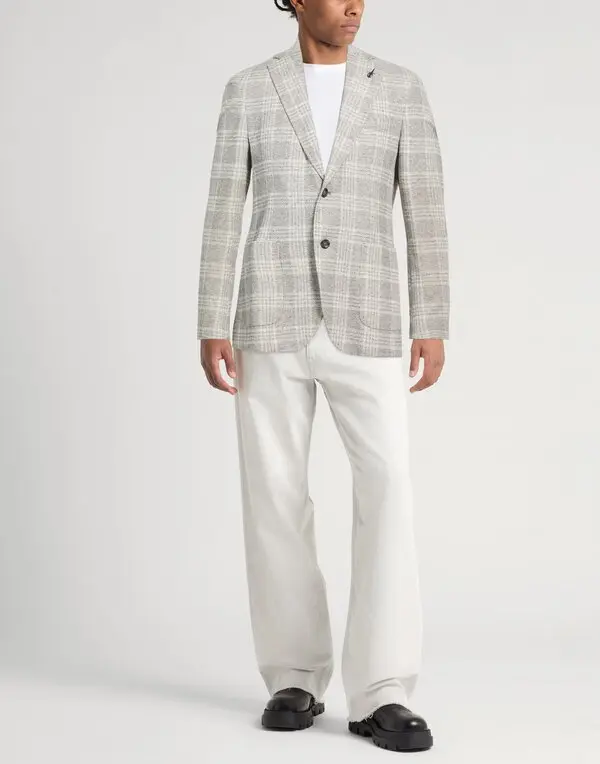 PAOLONI Blazer Size Linen, Cotton, Polyester - Light Grey